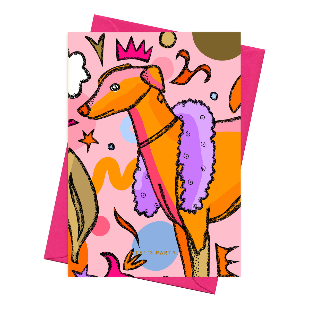 Pink Whippet Let's Party Birthday Card – Freya Niamh